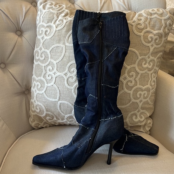 Candie's | Shoes | Denim Patchwork Quilt Boots By Candies | Poshmark